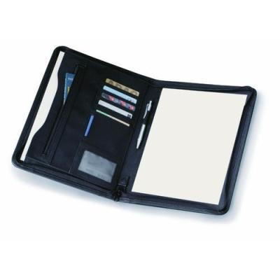 China A4 PU Leather Zippered Business Portfolio Multifunctional Waterproof Padfolio with Power Bank for sale