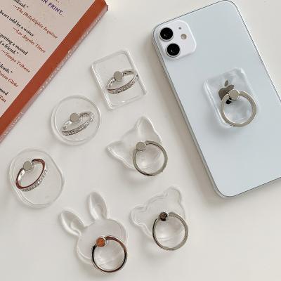 China Transparent Cell Phone Ring Holder with Diamond Finger Grip Stand 360 Rotation for sale