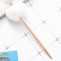 China Lightweight Feather Fluffy Pom Pom Pen Metal Material Smooth Writing for sale