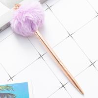China Lightweight Feather Fluffy Pom Pom Pen Metal Material Smooth Writing for sale