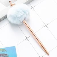 China Lightweight Feather Fluffy Pom Pom Pen Metal Material Smooth Writing for sale