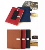 China Wireless Charging Notebook with Built-in Power Bank and USB Cable Custom Color Leather for sale