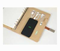 China Wireless Charging Notebook with Built-in Power Bank and USB Cable Custom Color Leather for sale
