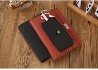 China Leather A5 Wireless Charging Notebook With Built In Power Bank Recyclable for sale