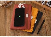 China Leather A5 Wireless Charging Notebook With Built In Power Bank Recyclable for sale