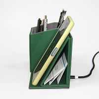 China ODM Ultraportable Leather Pencil Holder , Dustproof Wireless Charging Desk Organizer for sale