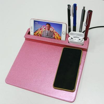 China ultraportable Wireless Charging Mouse Pad With Pen Holder lightweight 10W for sale