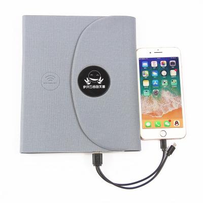 China A5 PU Leather Wireless Charging Notebook Custom LED Logo For Business for sale