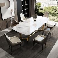 China Stainless Steel Rectangular Square Marble Top Dining Table OEM ODM for sale