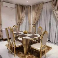 China Light Luxury Stainless Steel Marble Hotel Banquet Hall Dining Table for sale