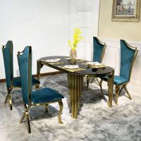 China Light Luxury Stainless Steel Marble Hotel Banquet Hall Dining Table for sale