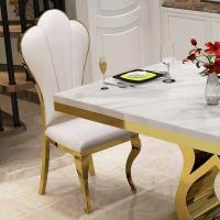 China Stainless Steel Luxury White Polyurethane Dining Chairs No Armrest for sale
