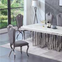 China Stainless Steel Luxury Grey Velvet Dining Chairs OEM ODM for sale