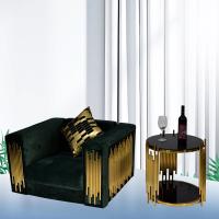 China Marble Tempering Glass Coffee End Tables Small Circular Shape for sale