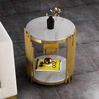 China Marble Tempering Glass Coffee End Tables Small Circular Shape for sale
