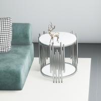 China Marble Tempering Glass Coffee End Tables Small Circular Shape for sale