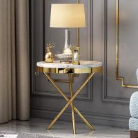 China 0.55 M High Stainless Steel Marble Circular Sofa Side / END Table for sale