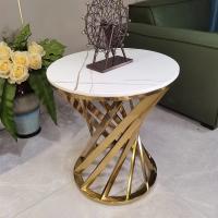 China 30kg Glossy Tempering Glass / Round Marble End Table For Living Room for sale