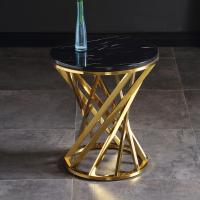 China 30kg Glossy Tempering Glass / Round Marble End Table For Living Room for sale