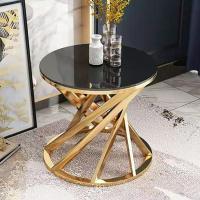 China 30kg Glossy Tempering Glass / Round Marble End Table For Living Room for sale