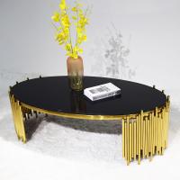 China 0.45m High Stainless Steel Black Oval Marble Coffee Table for sale