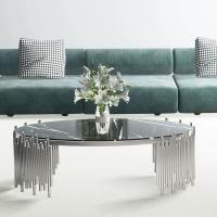 China 0.45m High Stainless Steel Black Oval Marble Coffee Table for sale