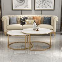 China Tempered Glass Circle Marble Coffee Table Matte Finish for sale