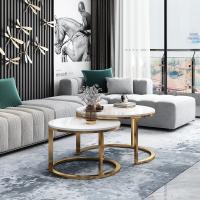 China Tempered Glass Circle Marble Coffee Table Matte Finish for sale