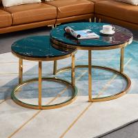 China Tempered Glass Circle Marble Coffee Table Matte Finish for sale