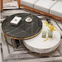 China Tea Accompanying White Marble Circle Coffee Table With Storage OEM ODM for sale