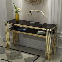 China Designer Stainless Steel Console Tables With Elegant Marble Tops for sale