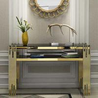 China Designer Stainless Steel Console Tables With Elegant Marble Tops for sale