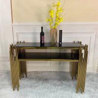 China Designer Stainless Steel Console Tables With Elegant Marble Tops for sale