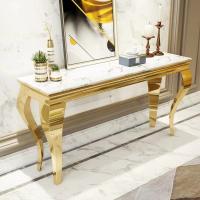 China 1.2m/1.5cm Long Metal Entrance Console Table With Marble Top for sale