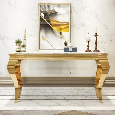 China 1.2m/1.5cm Long Metal Entrance Console Table With Marble Top for sale