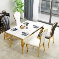 China Tempered Glass / Rectangle Marble Apartment Dining Tables For 6 Medium Size for sale