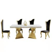 China Light Luxury Stainless Steel Marble Square Ballroom Dining Table for sale