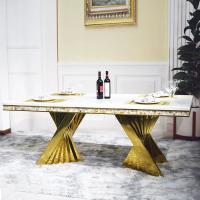 China Light Luxury Stainless Steel Marble Square Ballroom Dining Table for sale