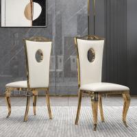 China Luxury Grey Leather Dining Chairs No Wheels With A Backrest for sale