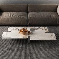 China Titanium Glazed Stainless Steel Marble Gold Silver Tea Table for sale