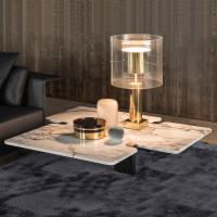 China Titanium Glazed Stainless Steel Marble Gold Silver Tea Table for sale