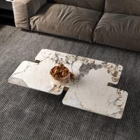 China Titanium Glazed Stainless Steel Marble Gold Silver Tea Table for sale
