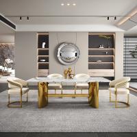 China Light Luxury Stainless Steel Marble Dining Table Set  Non-Folding for sale