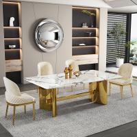 China Light Luxury Stainless Steel Marble Dining Table Set  Non-Folding for sale