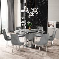 China Cross Shaped Stainless Steel Marble Circular Dining Table With Turntable for sale