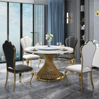 China Stainless Steel 6 Seater Circle Dining Table Set OEM ODM for sale
