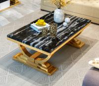 China Height 0.45M Square Marble Coffee Table With Stainless Steel Legs for sale