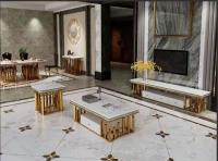 China Marble Table Top Rectangular 6 Seater Dining Room Table And Chairs for sale