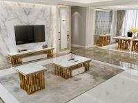 China Marble Table Top Rectangular 6 Seater Dining Room Table And Chairs for sale