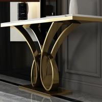 China Rectangular Contemporary Metal Console Table With Marble Table Top for sale